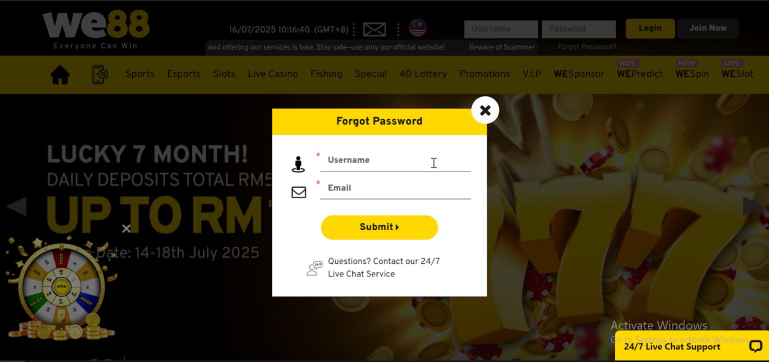 Login to We88 Secure WE88 Login for Malaysian Players